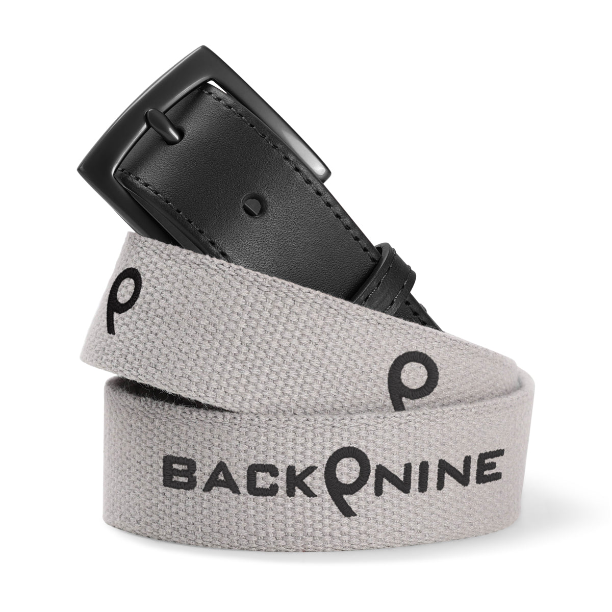 Back9 Embroidered Belt - Black Leather - Imperial